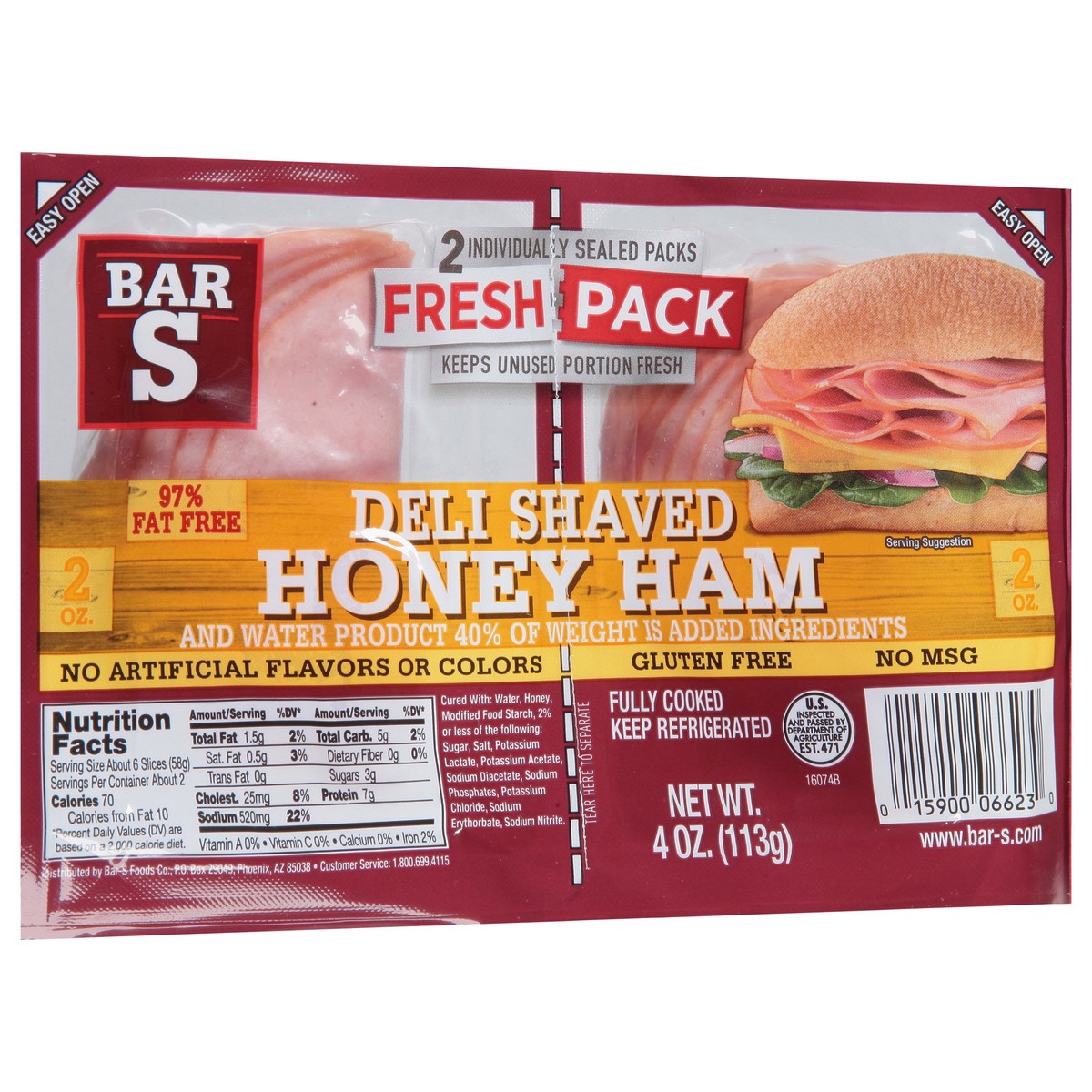 Bar-S Deli Shaved Honey Ham Single Serve, 4 oz 4 oz | Shipt