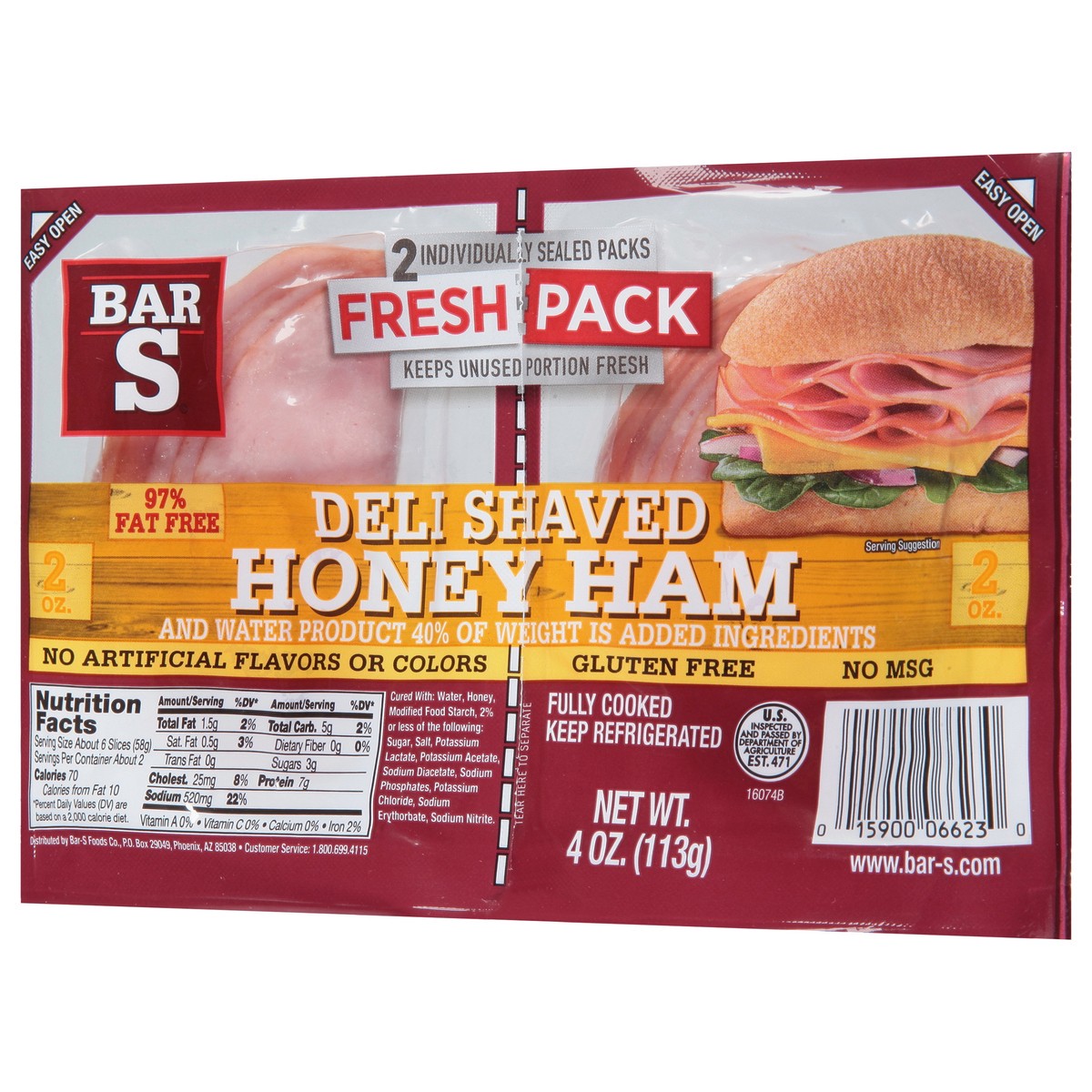 Bar-S Deli Shaved Honey Ham Single Serve, 4 oz 4 oz | Shipt