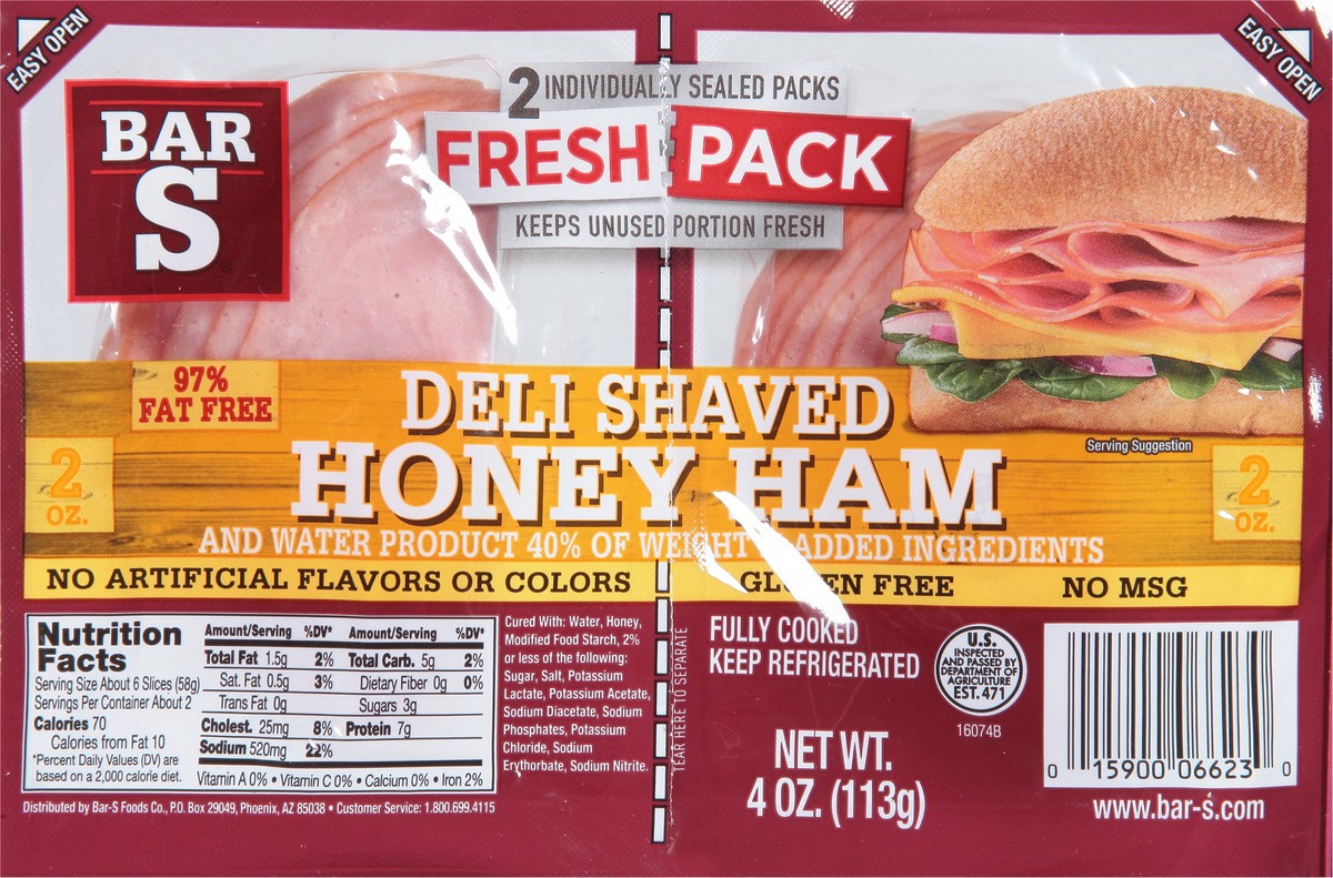Bar-S Deli Shaved Honey Ham Single Serve, 4 oz 4 oz | Shipt