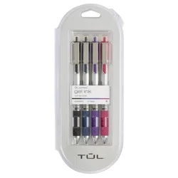 TUL Retractable Gel Pens, Medium Point, Silver Barrel, Assorted Inks ...