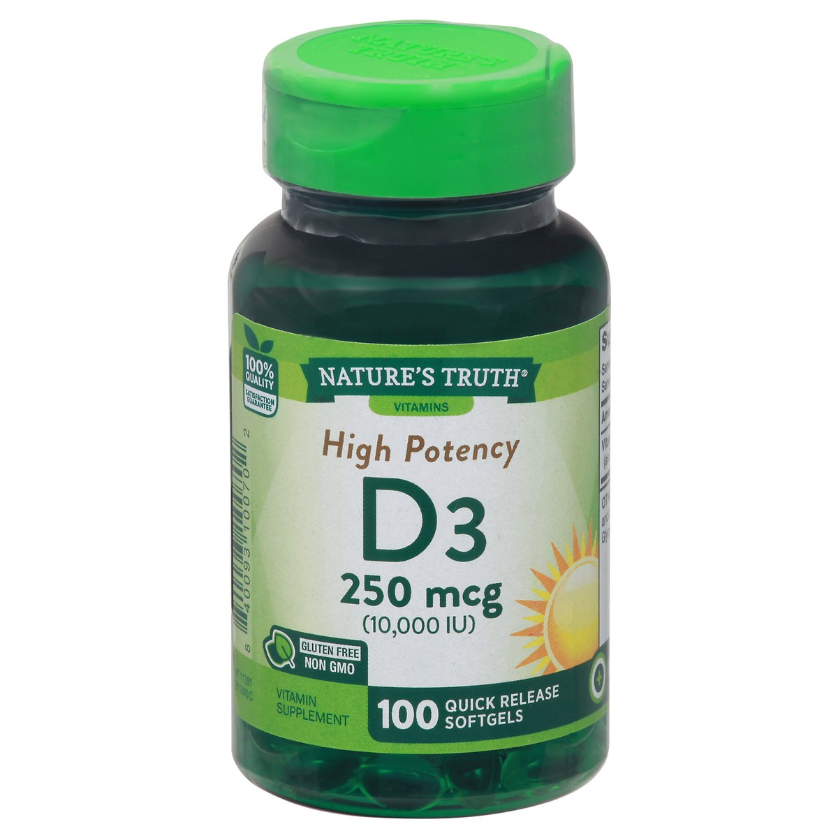 Nature's Truth Vitamin D3, 10000 IU, Quick Release Softgels 100 ct | Shipt