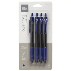 Office Depot Callisto Retractable Gel Ink Pens, Medium Point, Blue ...