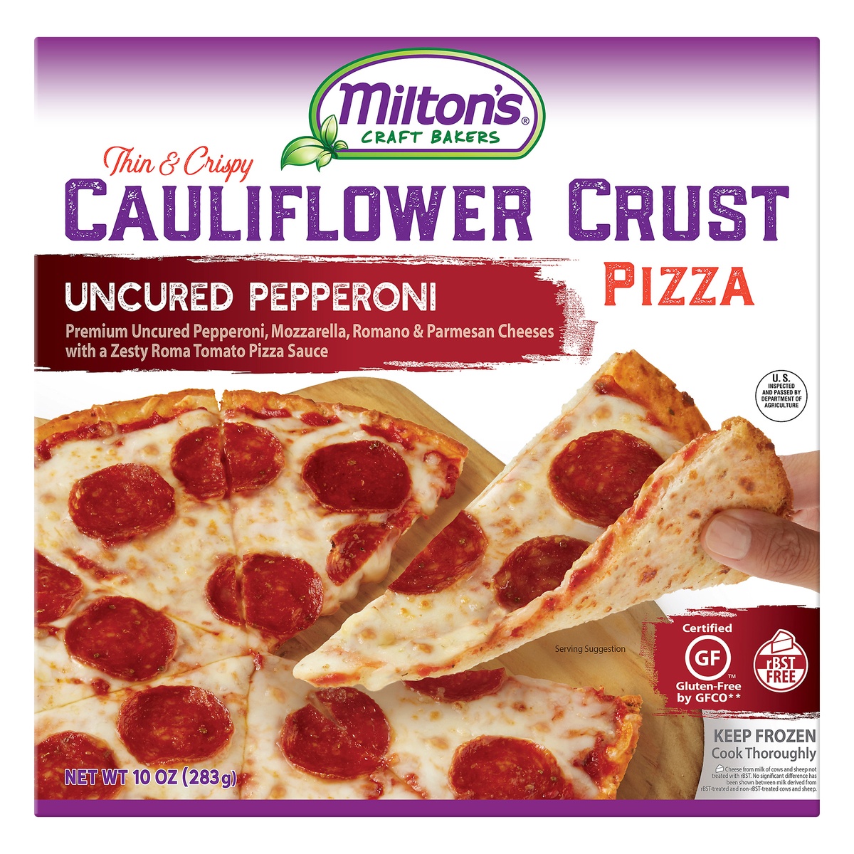 Milton's Cauliflower Crust Thin & Crispy Uncured Pepperoni Pizza 10 oz ...