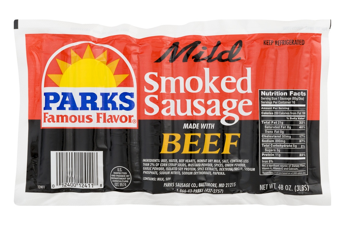 Parks Mild Smoked Sausage Beef 48 oz | Shipt