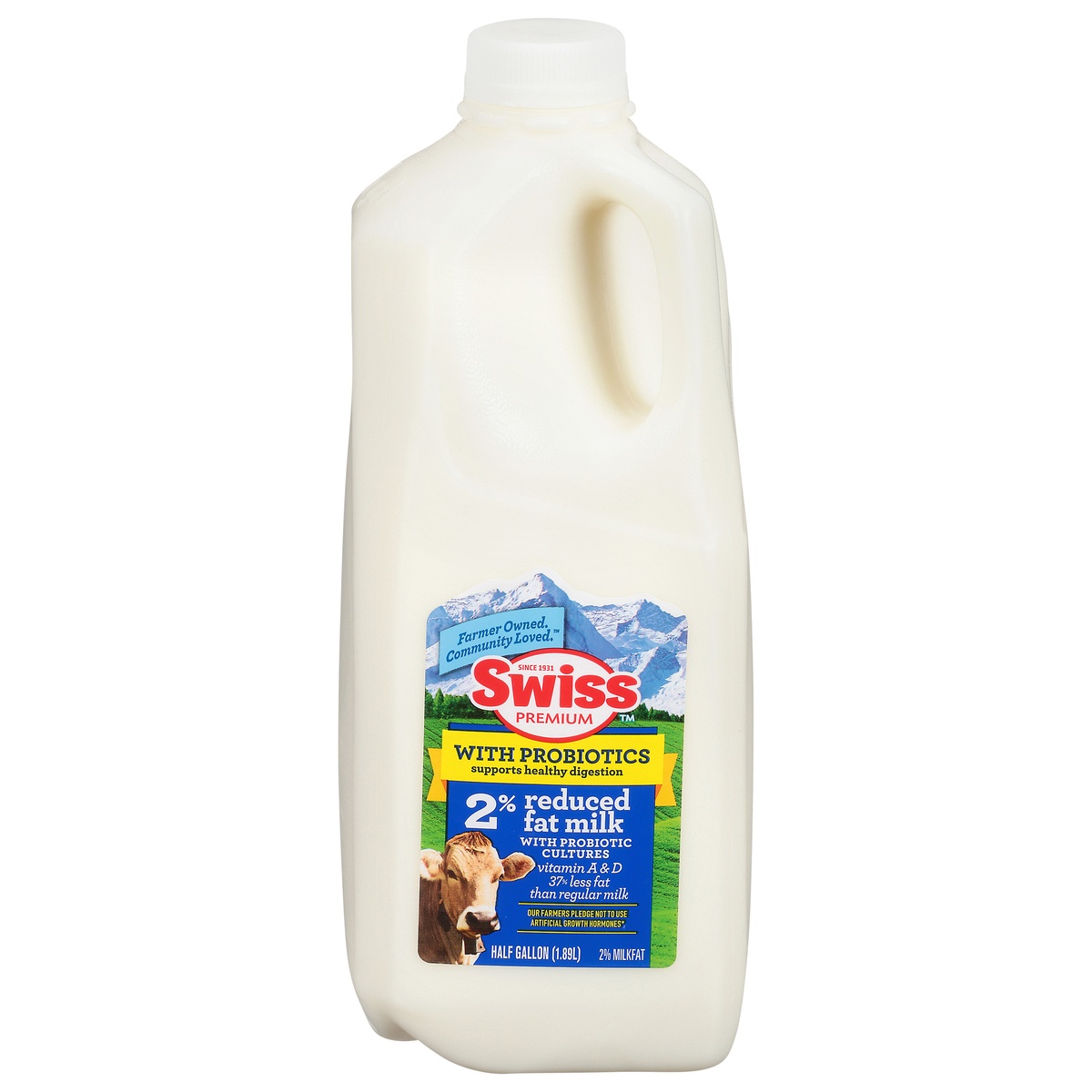 Swiss Premium Dairy 2% Reduced Fat Acidophilus Milk Half Gallon 1/2 gal ...