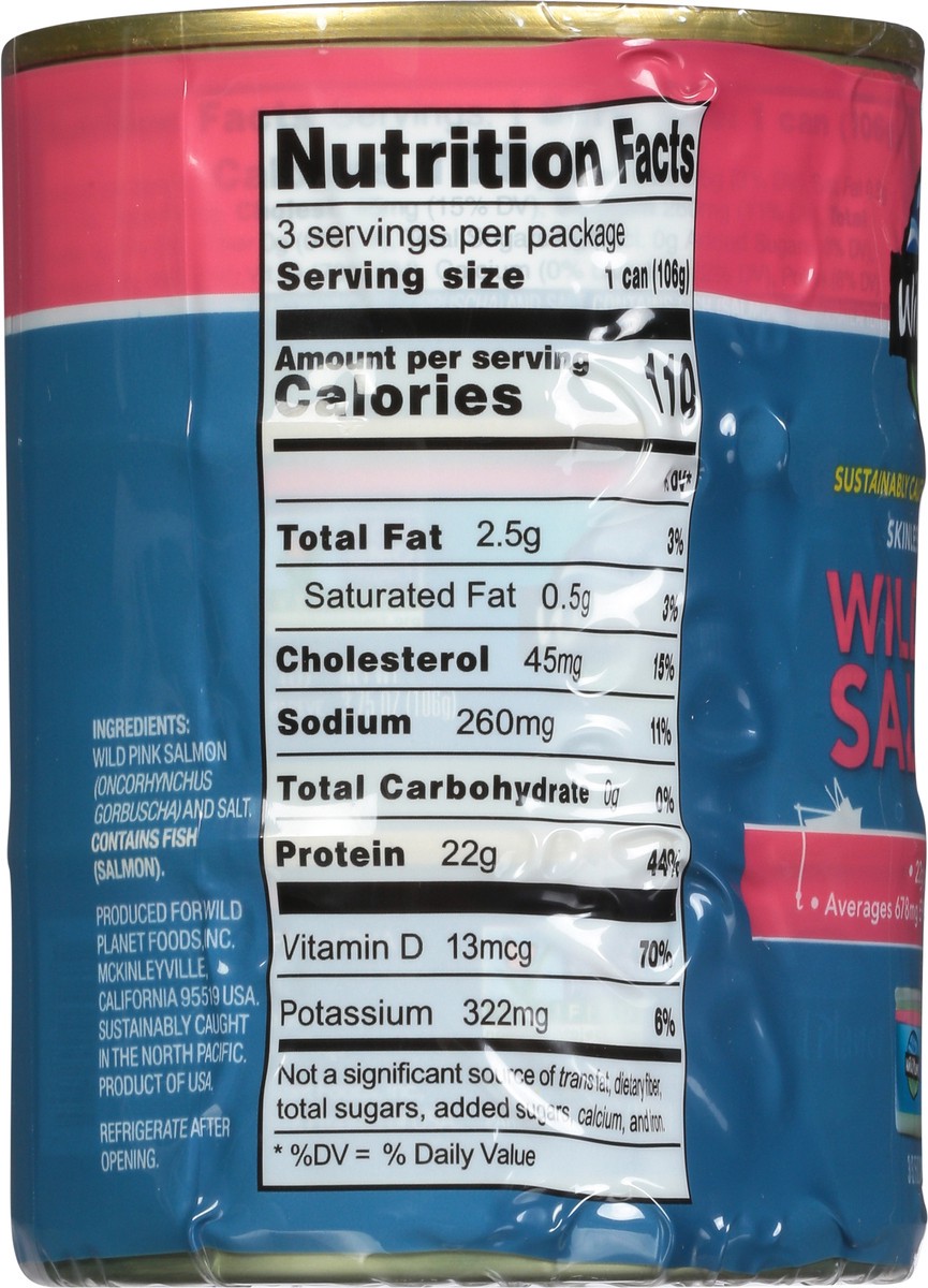 Wild Planet 3 Pack Skinless & Boneless Wild Pink Salmon 3 - 3.75 oz ...