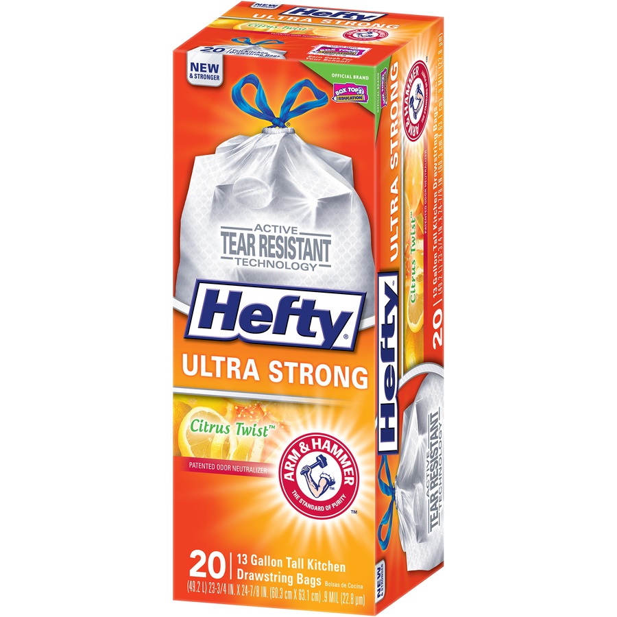 Hefty Ultra Strong Citrus Twist Tall Kitchen Trash Bags 20 ct; 13 gal ...