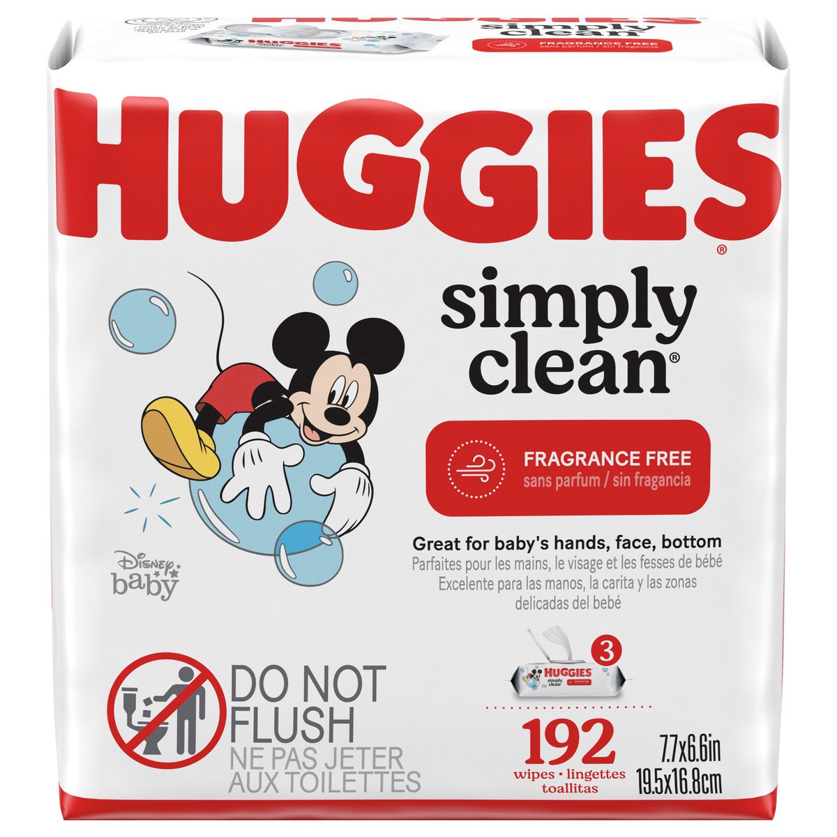 Huggies Simply Clean Unscented Baby Wipes, 3 Flip-Top Packs (192 Wipes ...