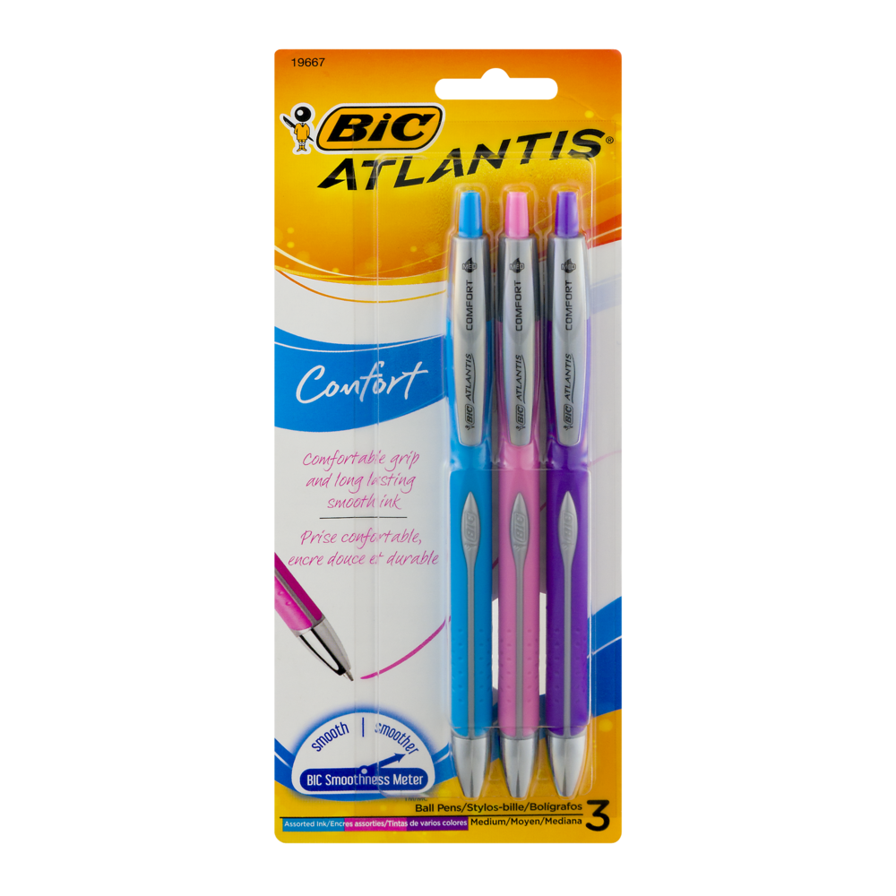 BIC Atlantis Comfort Medium Point Ball Pen 3 ct | Shipt