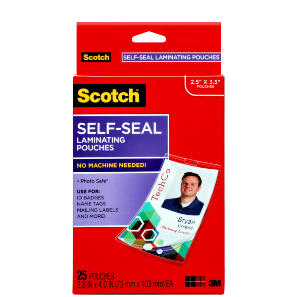 3M™ Scotch™ Self-Laminating Pouches, For Clip Style ID Badges, 4 1/16 ...