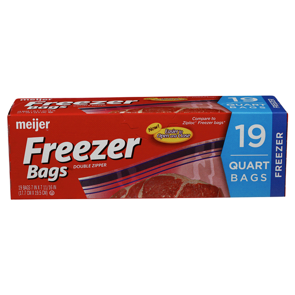 Meijer Re-Closable Double Zipper Quart Freezer Bags 19 ct | Shipt