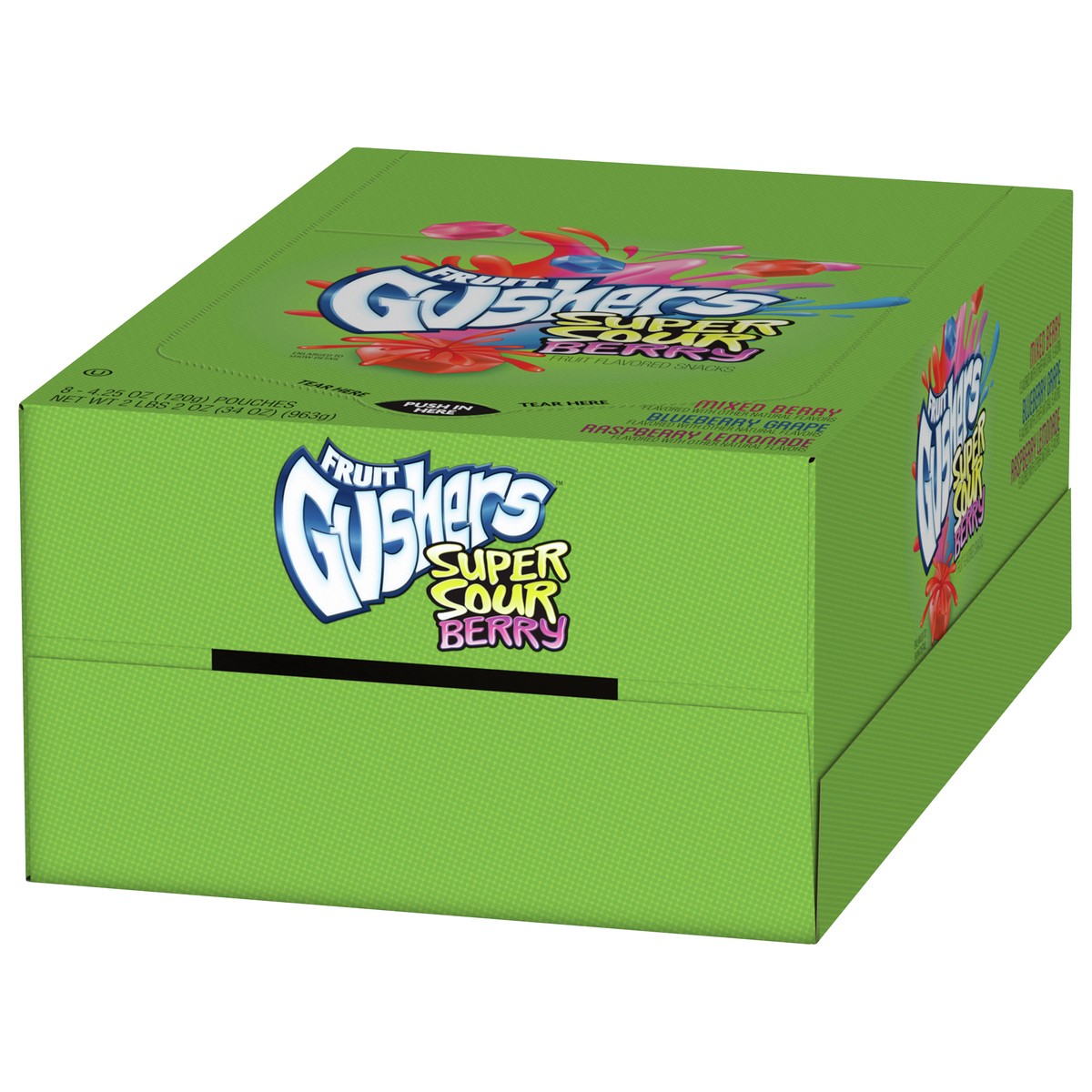 Fruit Gushers Gushers Super Sour Berry Fruit Flavored Snacks 8 Count 8 ...