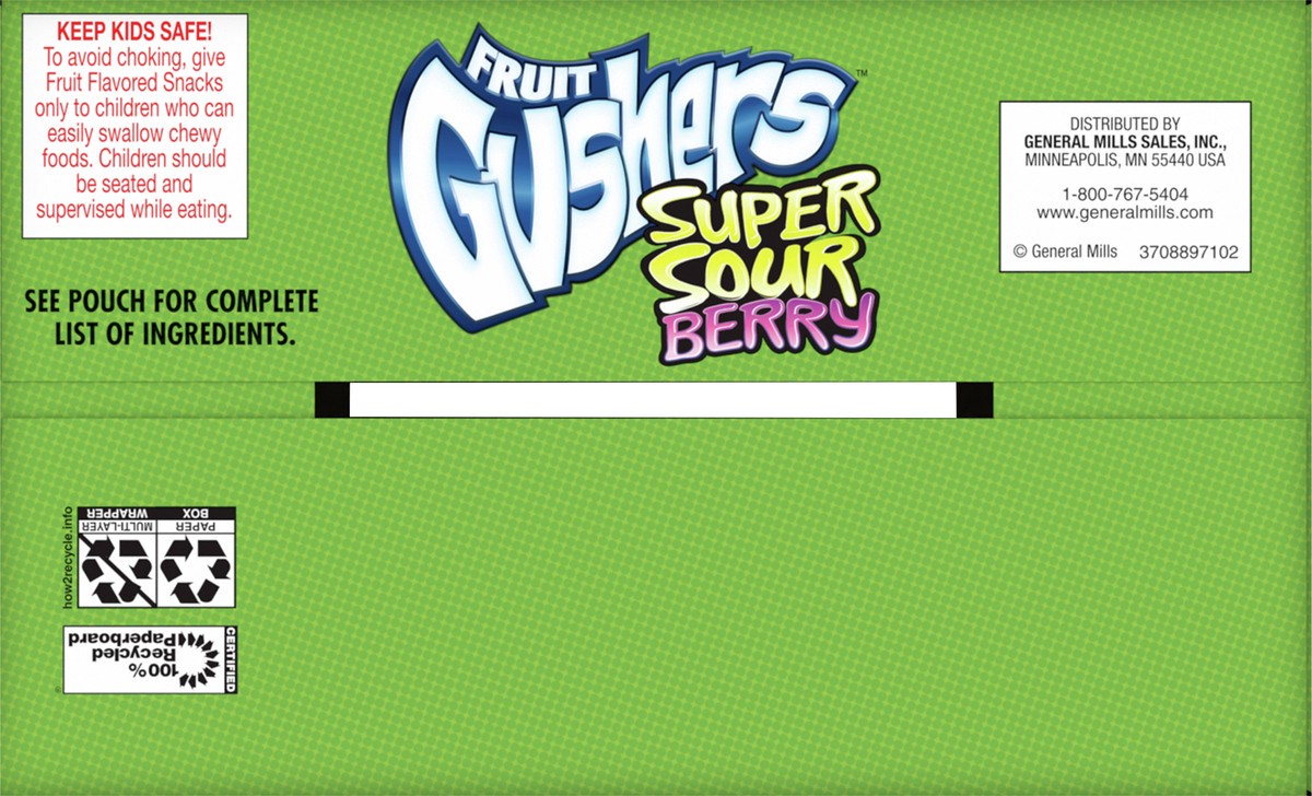 Fruit Gushers Gushers Super Sour Berry Fruit Flavored Snacks 8 Count 8 ...