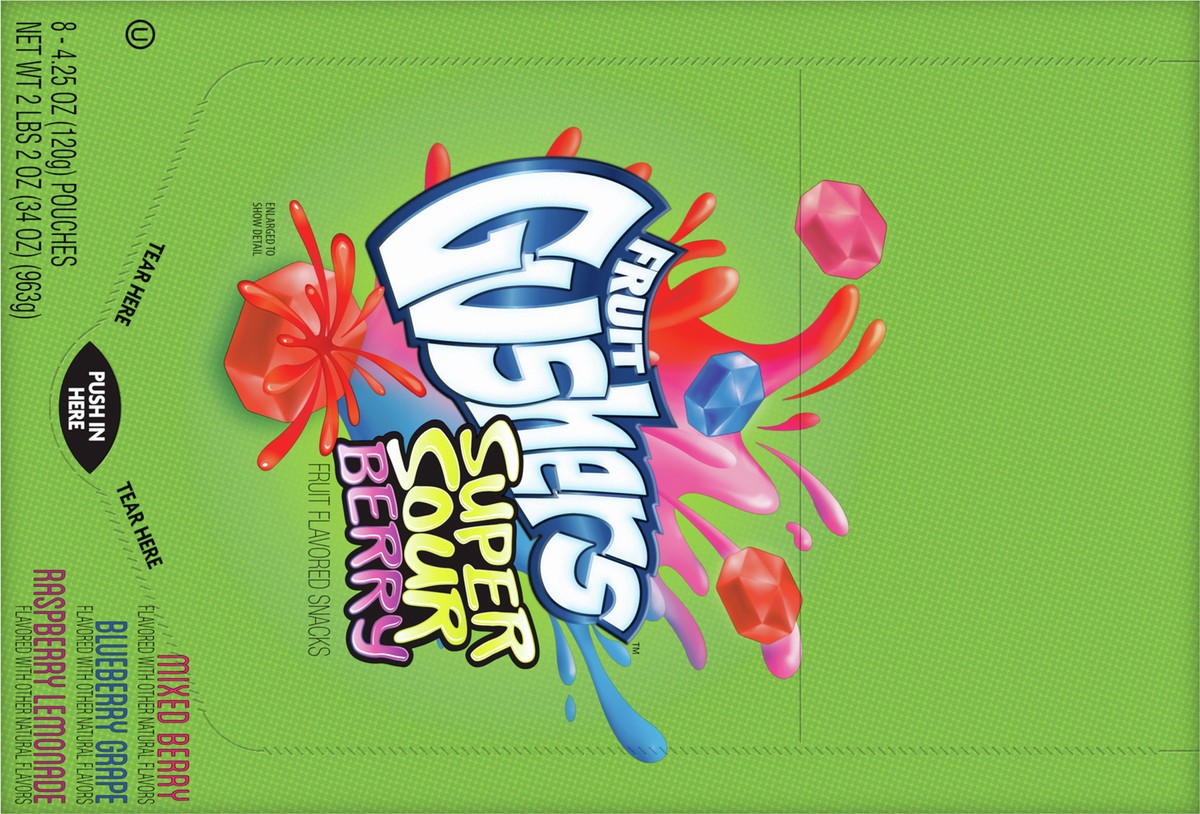 Fruit Gushers Gushers Super Sour Berry Fruit Flavored Snacks 8 Count 8 ...