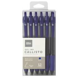 Office Depot Callisto Retractable Gel Ink Pens, Fine Point, Blue Barrel ...