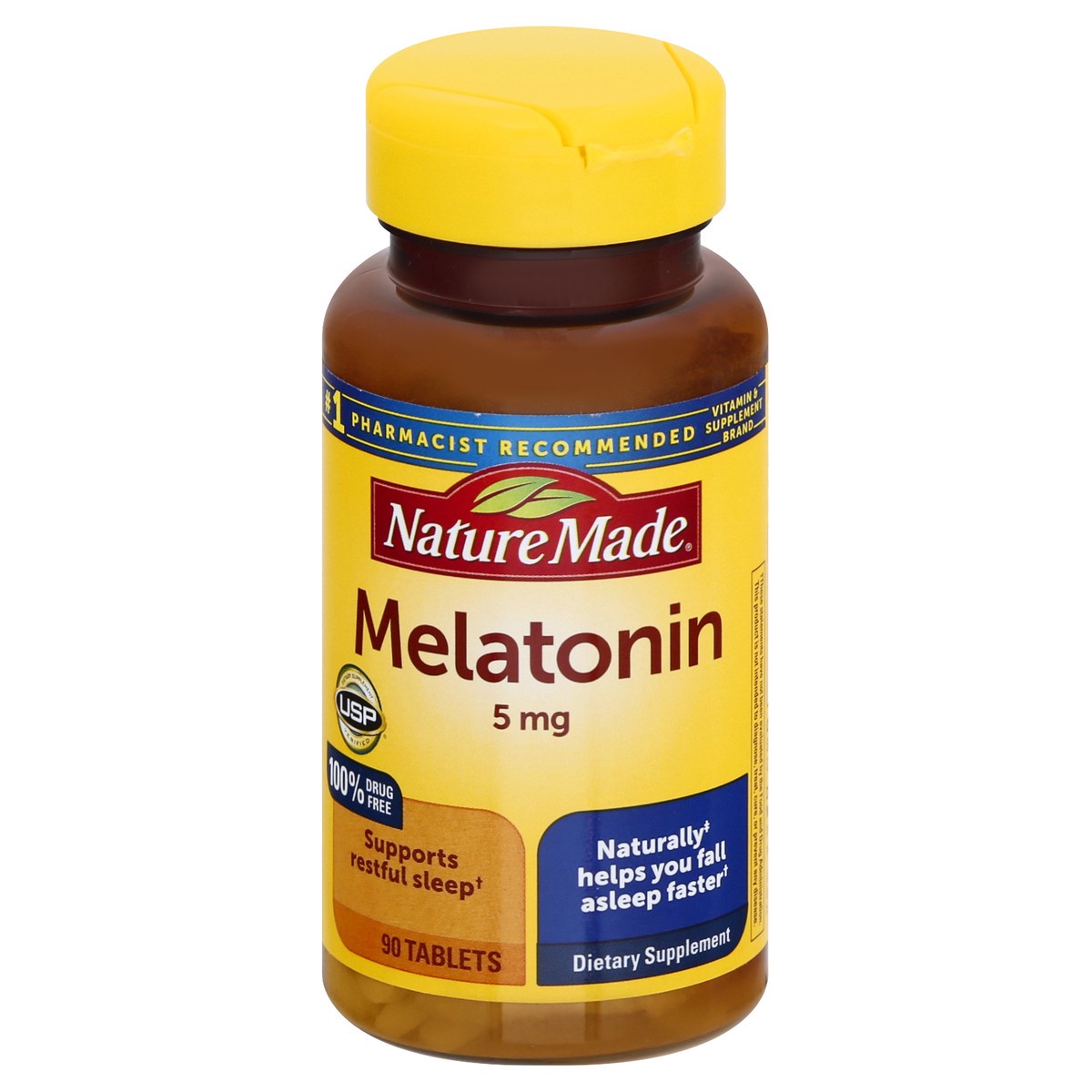 Nature Made Melatonin 5mg 100% Drug Free Sleep Aid for Adults Tablets ...